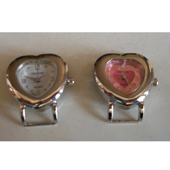 Geneva | Accessories | Set Of 2 Silver Finish Heart Shape Watch Faces ...